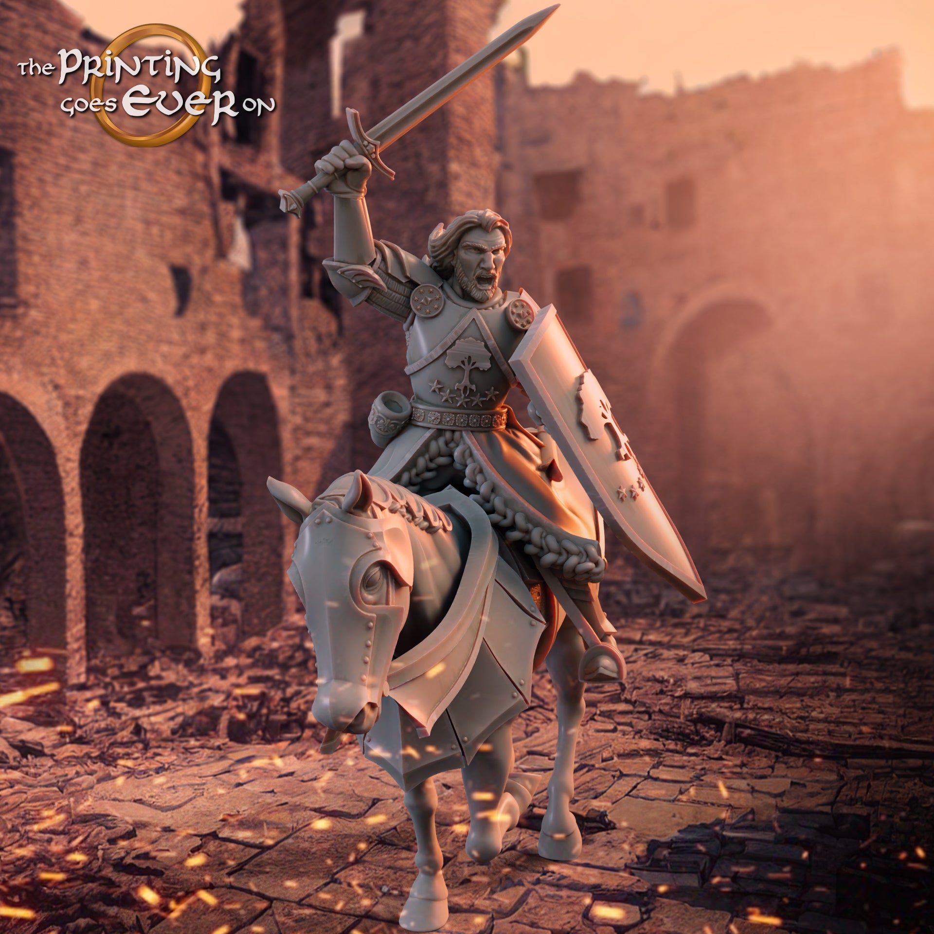 Mittelalterliche Ritter Figuren Hauptmann Reiter mit Schwert - Anführe ...